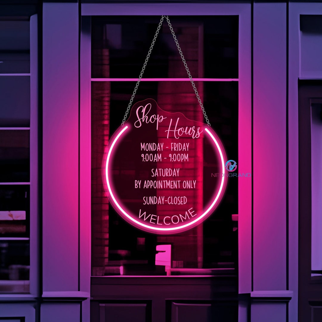 Open Neon Sign Shop Hours Sign for Business Custom Outdoor Neon Sign ...