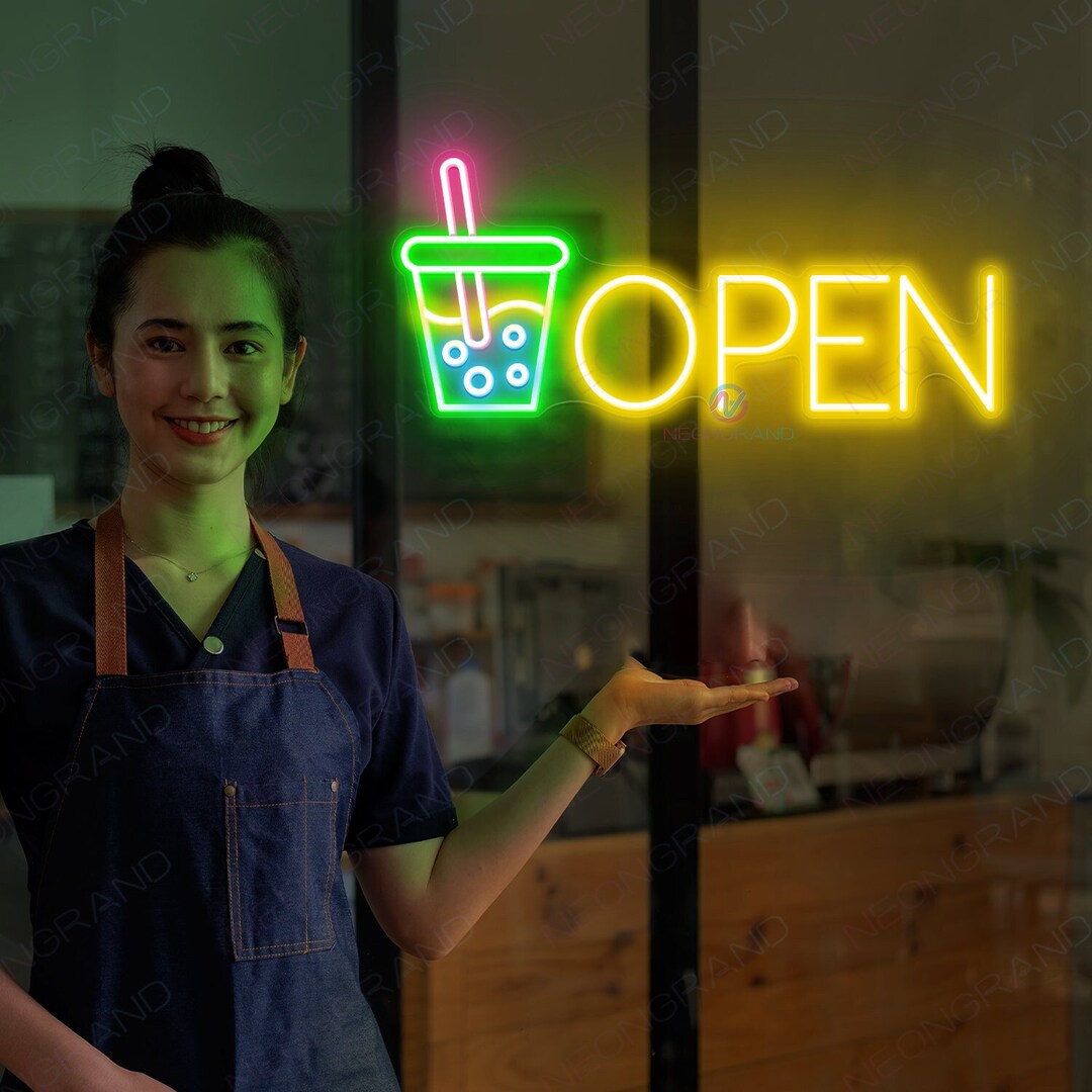 Boba Tea Neon Sign Bubble Tea Sign Open Boba Tea Wall Decor Boba Shop ...
