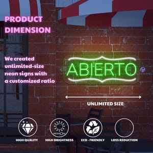 Abierto Sign Abierto LED Light Open Neon Sign for Business Abierto ...