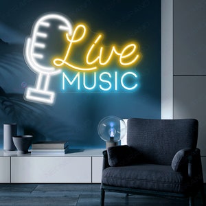 Live Music Neon Sign Live Music Sign Music Neon Light Bar Neon Sign ...