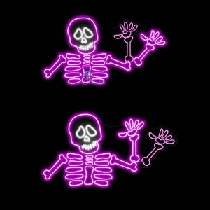 Skeleton Neon Sign Halloween Skull Neon Sign Halloween Party ...