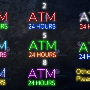 ATM Sign Open ATM Neon Sign ATM 24 Hours Sign Custom Neon Sign Led Atm ...