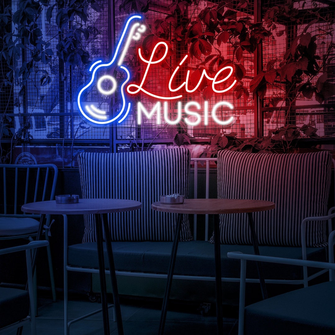 Live Music Neon Sign Custom Live Music Sign Music Bar Sign Neon Bar ...