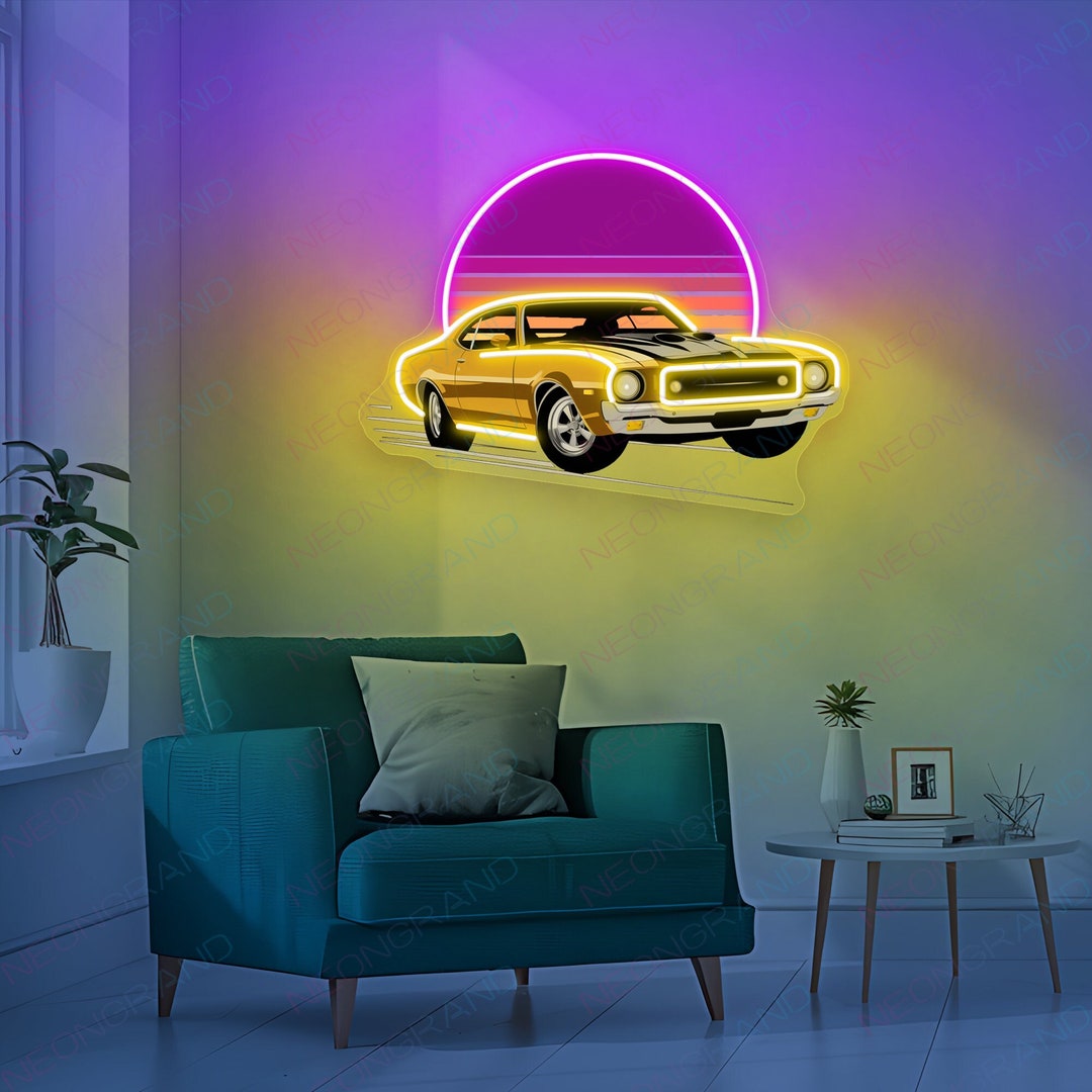 Custom Car Sign Car Neon Light Fathers Day Gift for Dad Vintage Car ...
