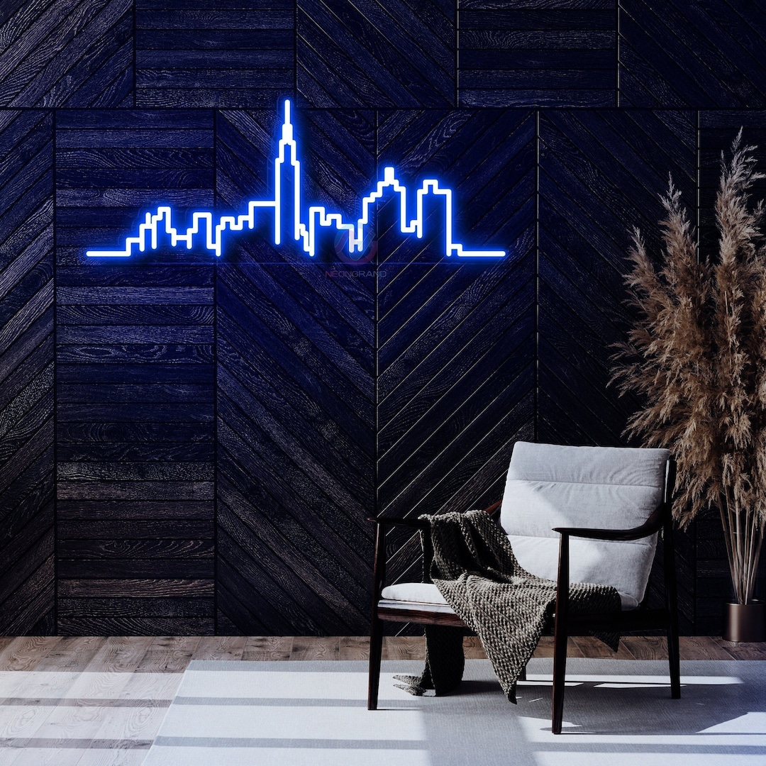 New York City Neon Sign Nyc Skyline Neon Sign City Neon LED Light City ...