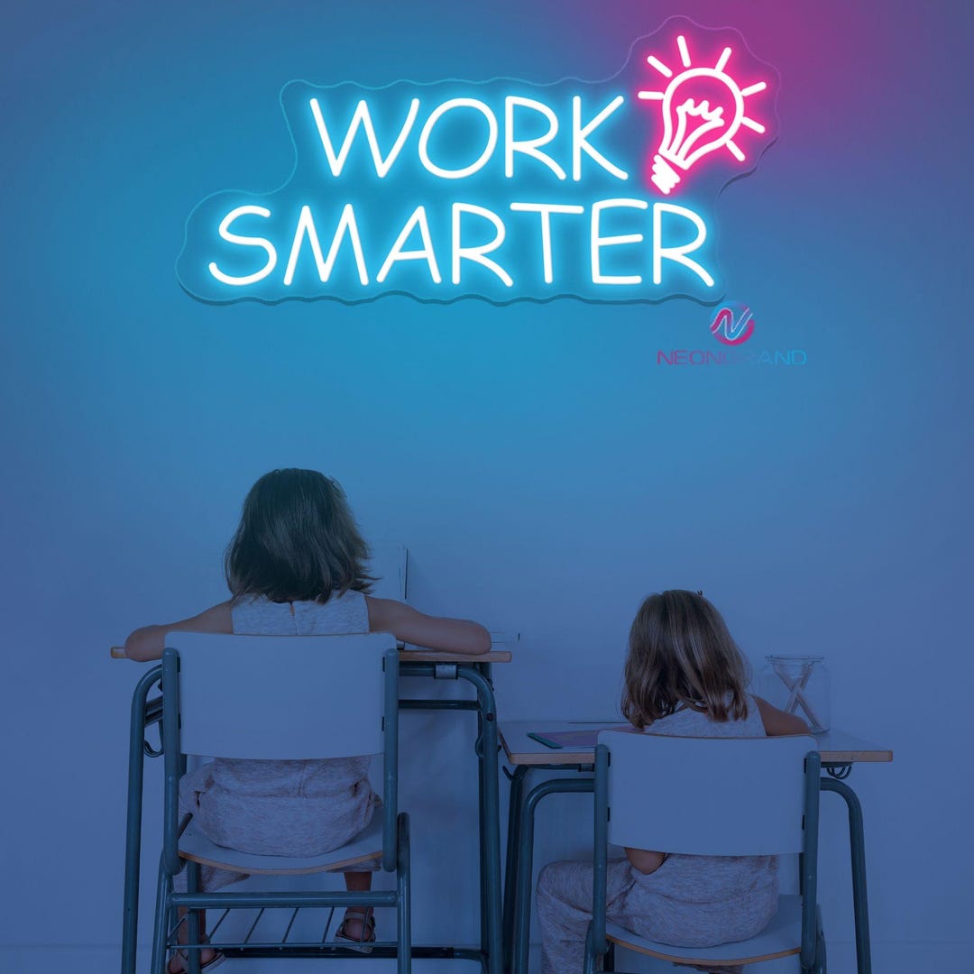 Work Smarter Neon Sign LED Wall Art Motivational Office Decor Home ...