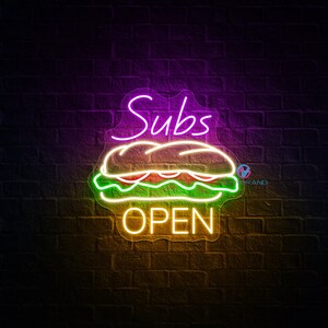 Subs Neon Sign Subs Open Sign Food Truck Sign Restaurant Decor Kitchen ...