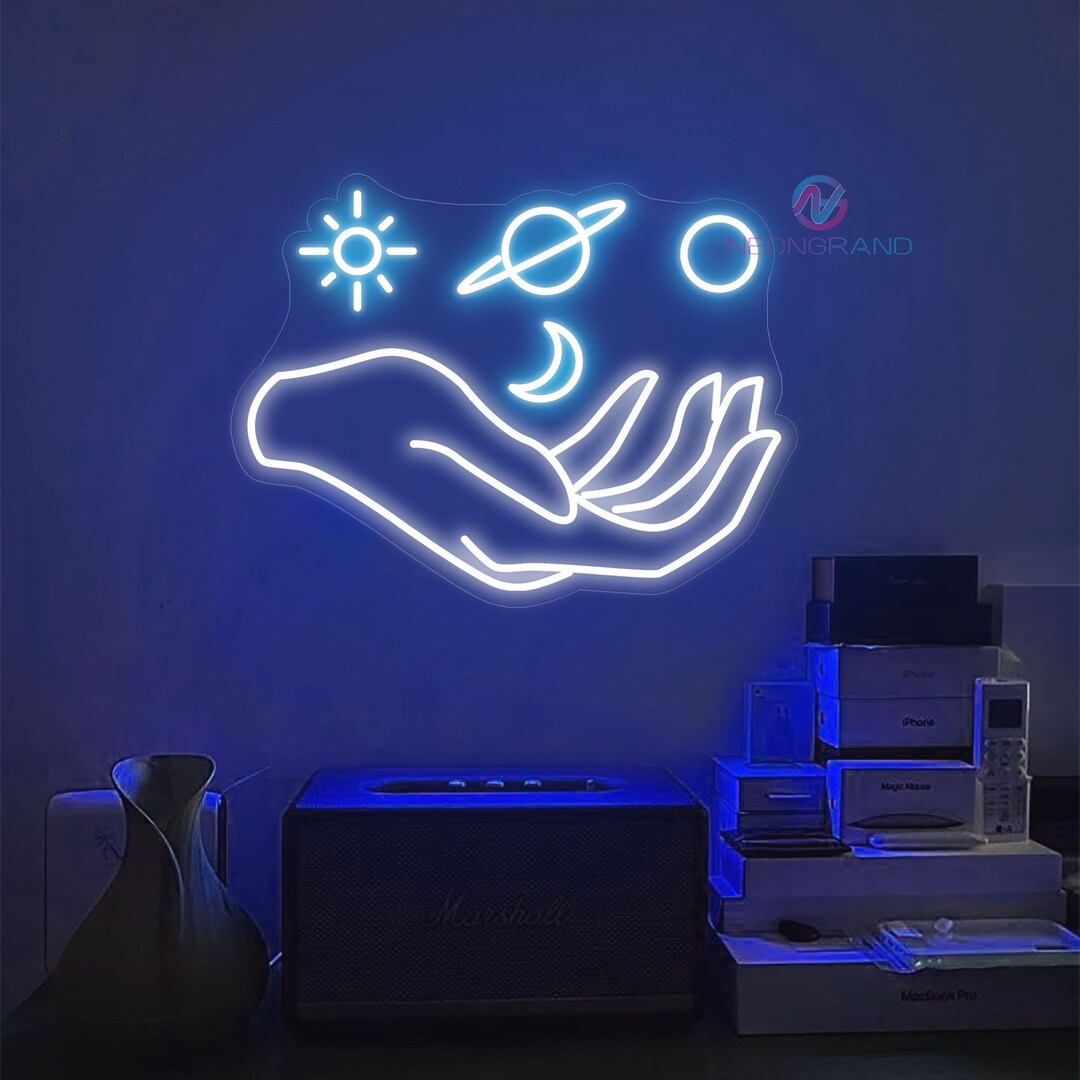 Galaxy Moon and Star Neon Sign, Planet Neon Sign, Galaxy Neon Sign ...