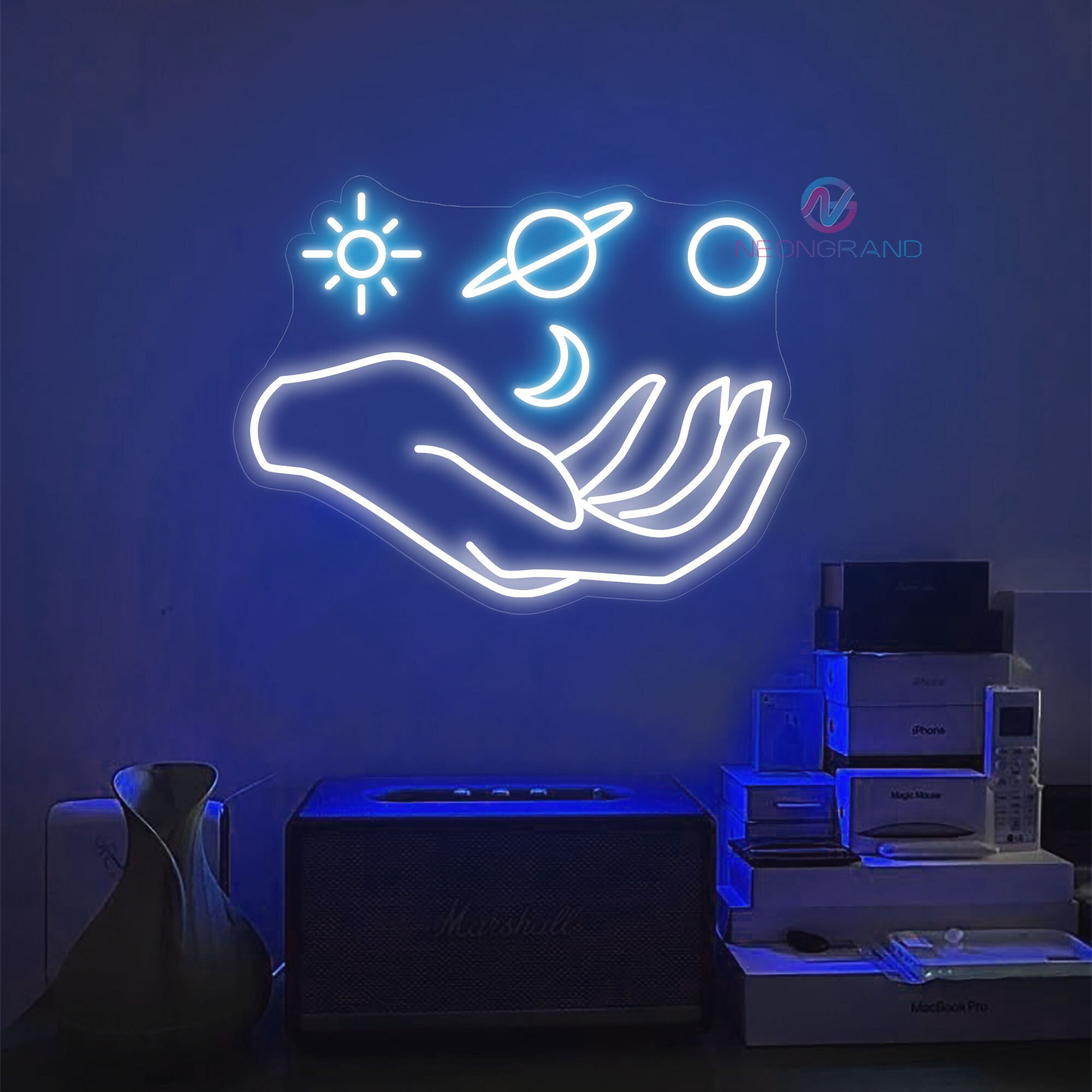 Galaxy Moon and Star Neon Sign Planet Neon Sign Galaxy Neon | Etsy