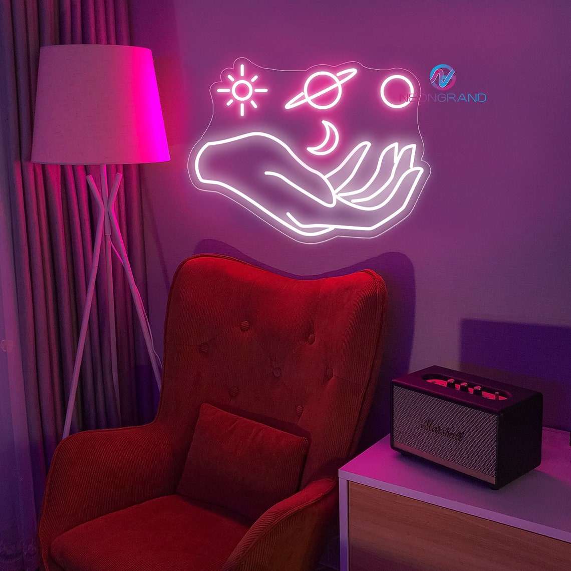 Galaxy Moon and Star Neon Sign Planet Neon Sign Galaxy Neon | Etsy