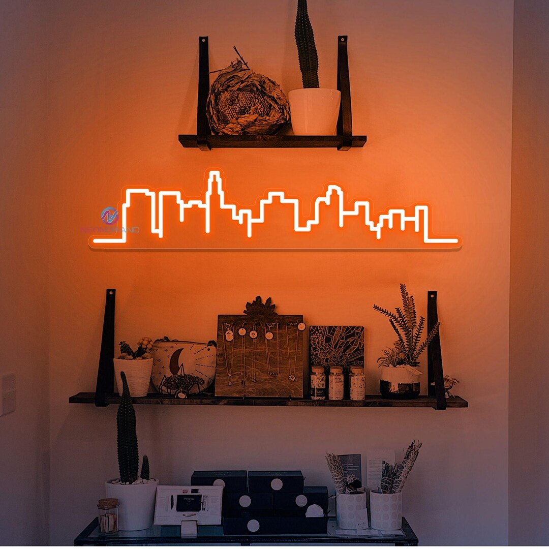 City Skyline Neon Sign Los Angeles Modern Urban LED Wall Light for ...