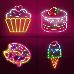Ice Cream Neon Sign, Cupcake Neon Sign, Neon Donut Sign, Dessert Neon ...