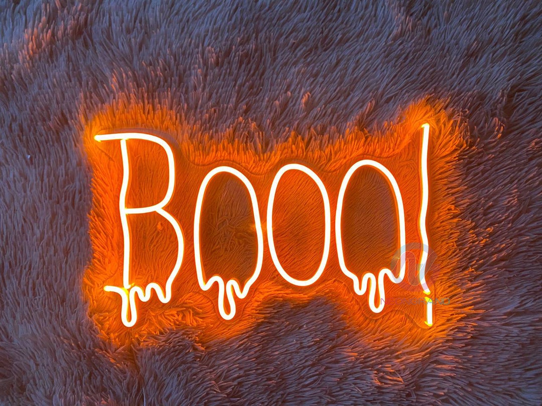 Boo! Halloween Neon Sign, Halloween Party Decorations, Funky Neon Sign ...