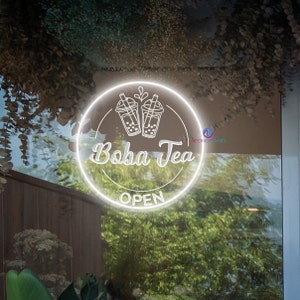 Bubble Tea Neon Sign Boba Tea Open Sign Custom Neon Sign Boba Custom ...