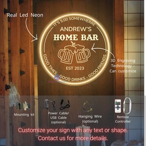LED Bar Sign for Men Light up Man Cave Sign LED Bar Sign Personalized ...