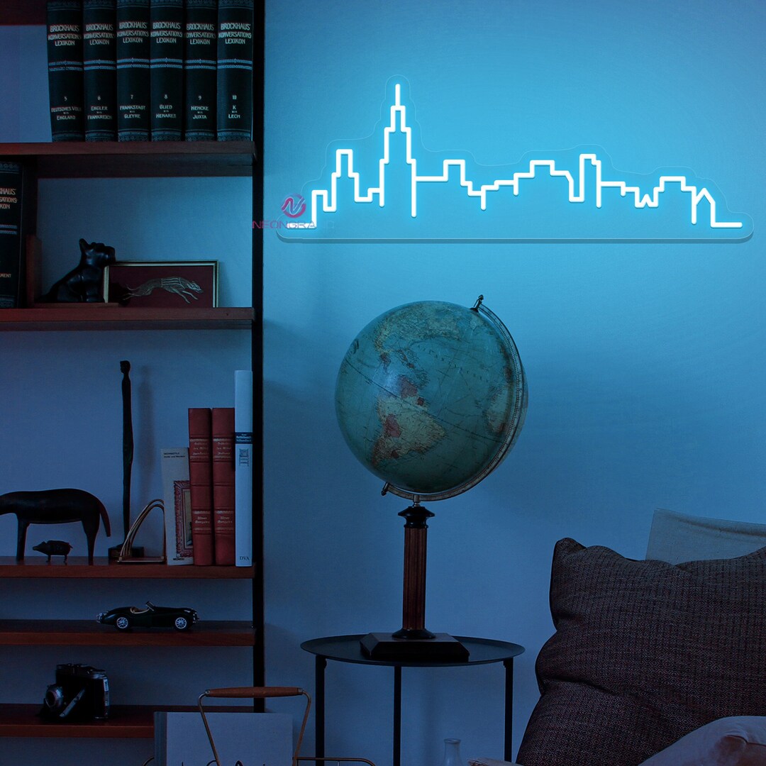 City Neon Sign Chicago Skyline Neon Sign City Neon LED Light Dallas ...