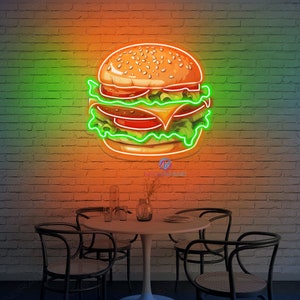 Burger Neon Sign Outdoor Business Sign Burger Neon Sign Custom LED ...