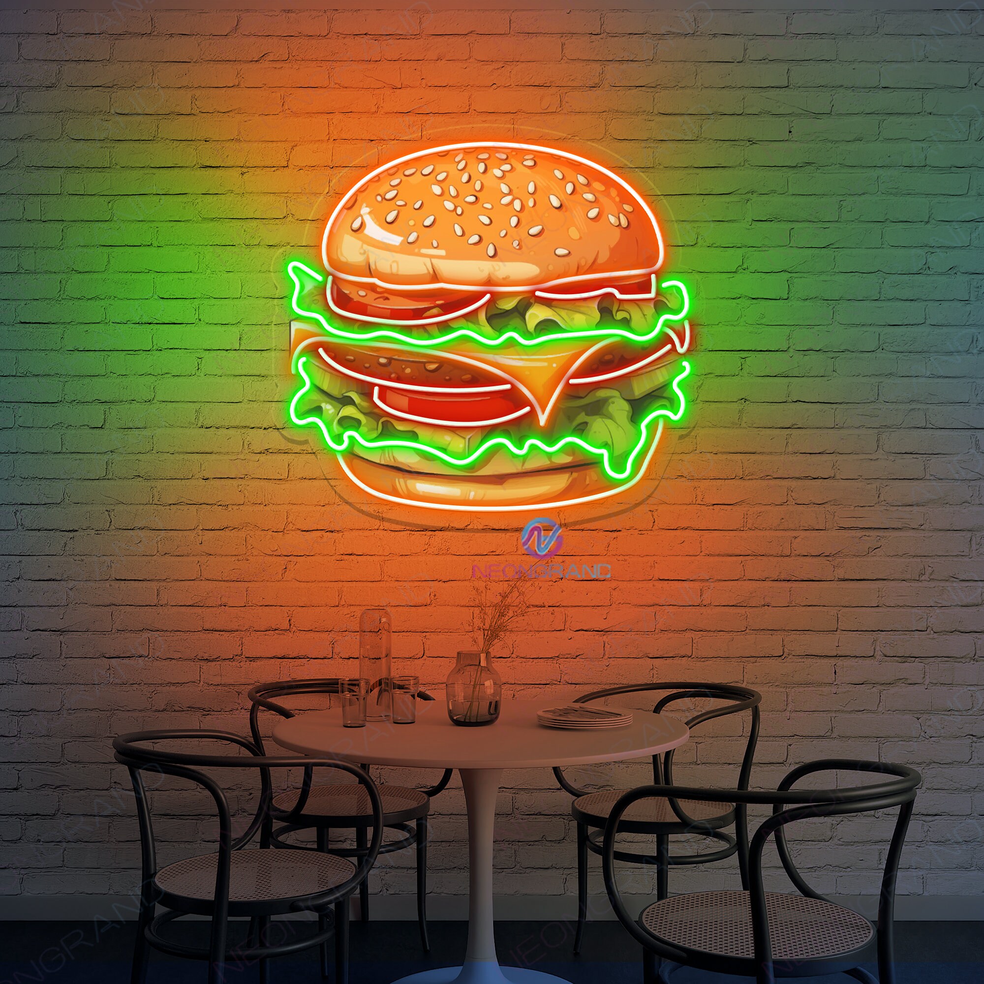 Burger Neon Sign Outdoor Business Sign Burger Neon Sign Custom LED ...