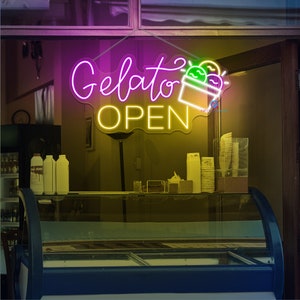 Gelato Neon Sign Gelato Open LED Sign Gelato LED Light Ice Cream Open ...