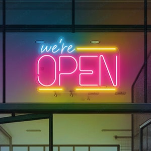 Open Neon Sign We're Open LED Lights Open Sign for Business Neon Sign ...