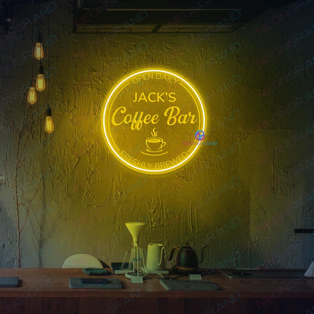 Round Coffee Bar Sign 3D Coffee Bar Sign Coffee Bar Sign Personalized ...