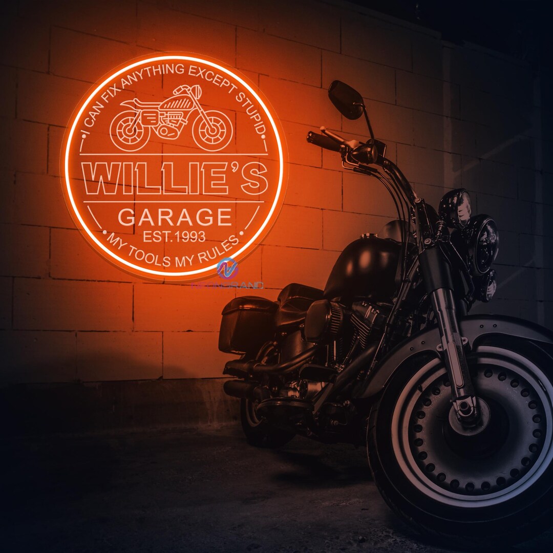 Personalization Neon Garage Sign LED Lights Men Gift Car Personalized ...