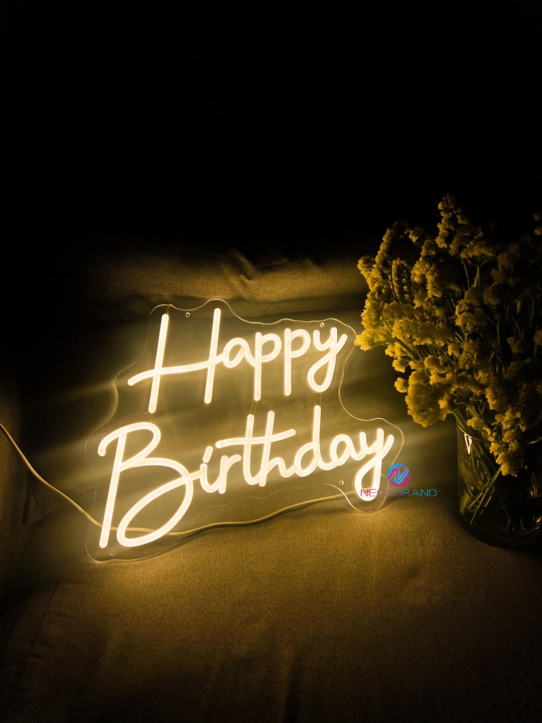 Happy Birthday Neon Sign Birthday Neon Sign Happy Birthday Sign Happy Birthday Banner Happy 1st ...