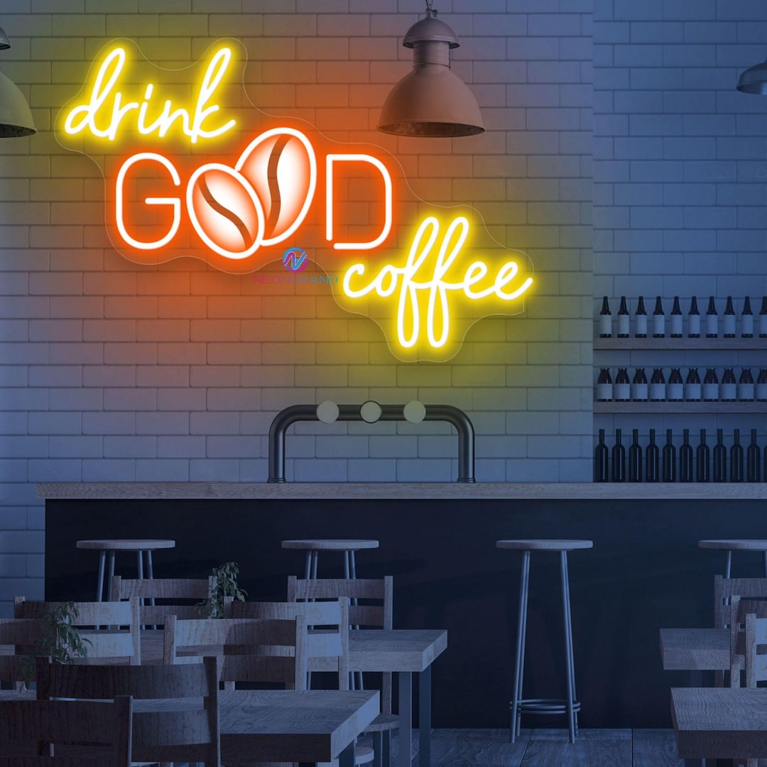 Drink Good Coffee Neon Sign LED Coffee Shop Wall Decor Aesthetic Café ...