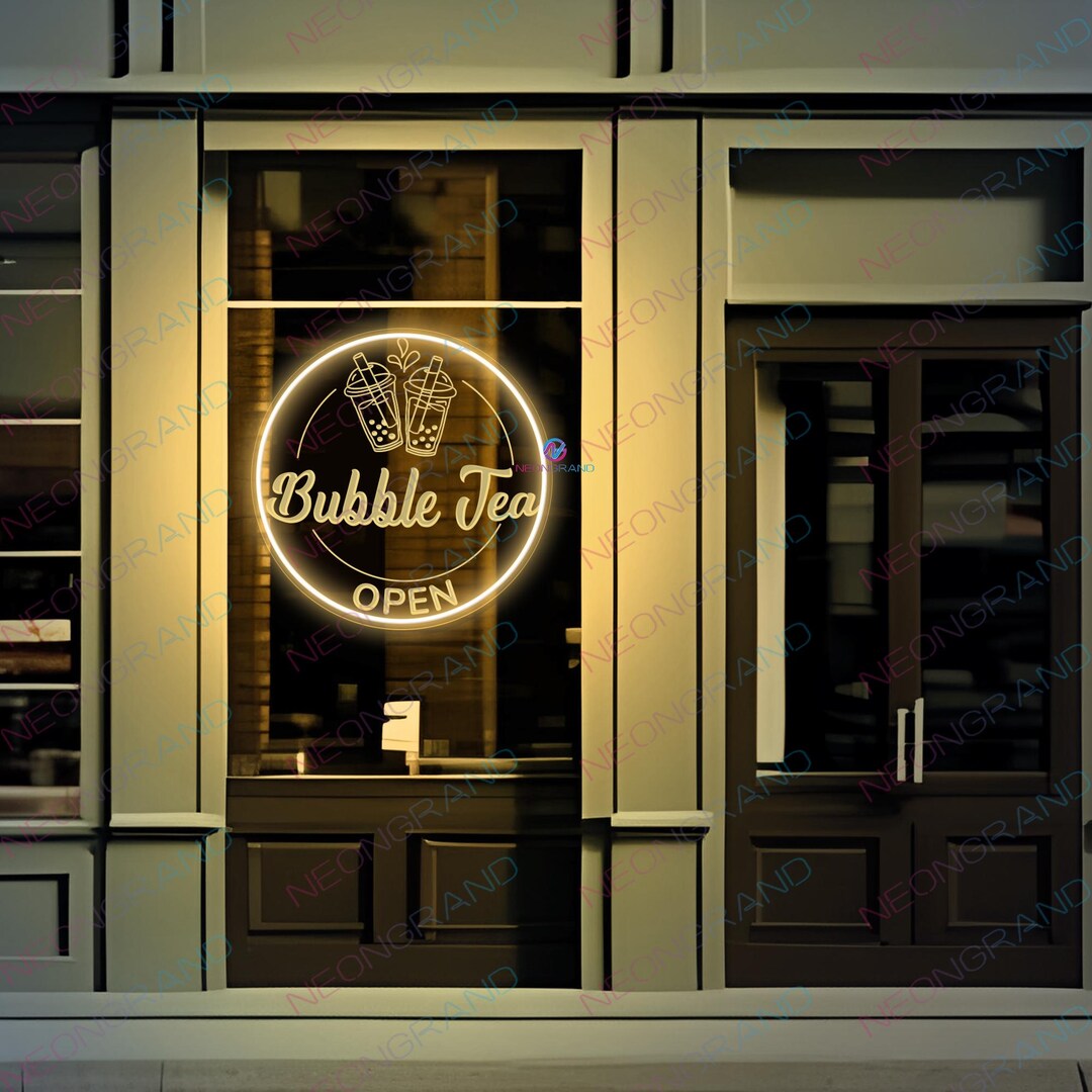 Bubble Tea Neon Sign Boba Tea Open Sign Custom Neon Sign Boba Custom ...