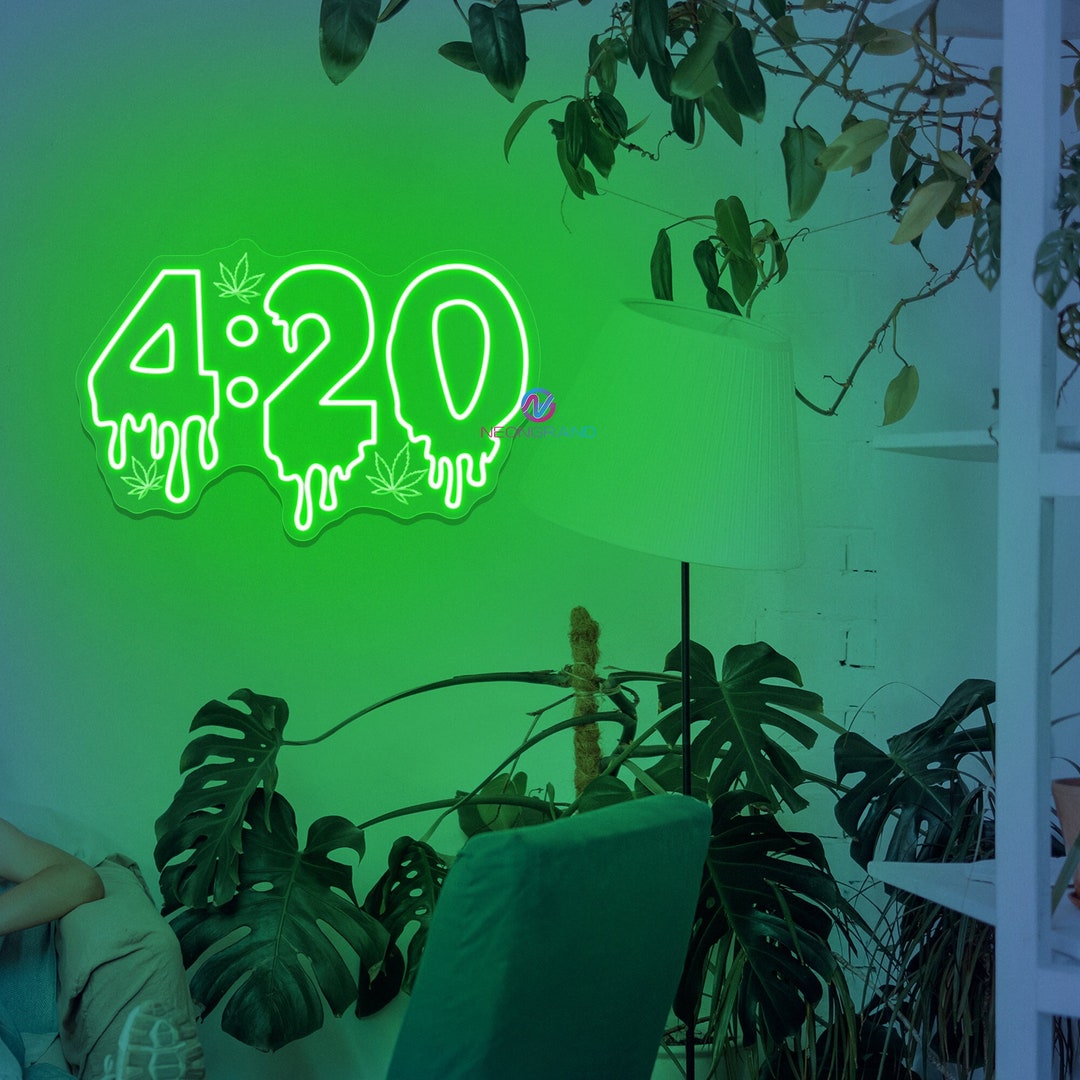 420 Neon Sign Cannabis Wall Art Smoke Room Sign Grow Room Sign LED ...