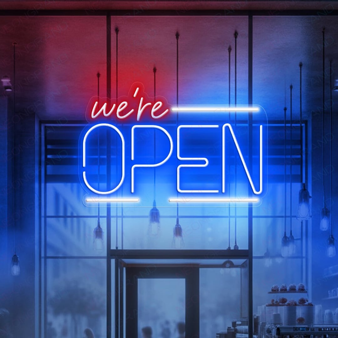 Open Neon Sign We're Open LED Lights Open Sign for Business Neon Sign ...