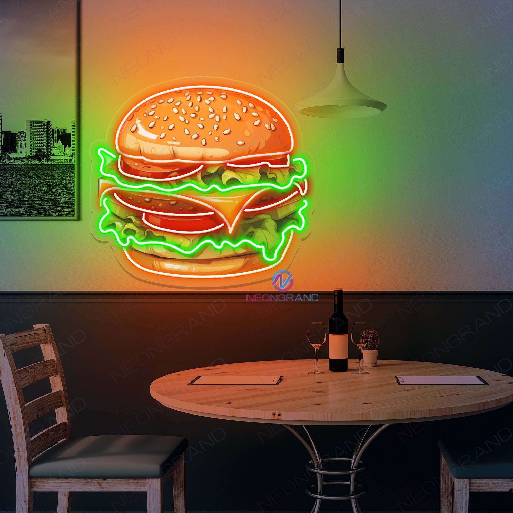 Burger Neon Sign Outdoor Business Sign Burger Neon Sign Custom LED ...