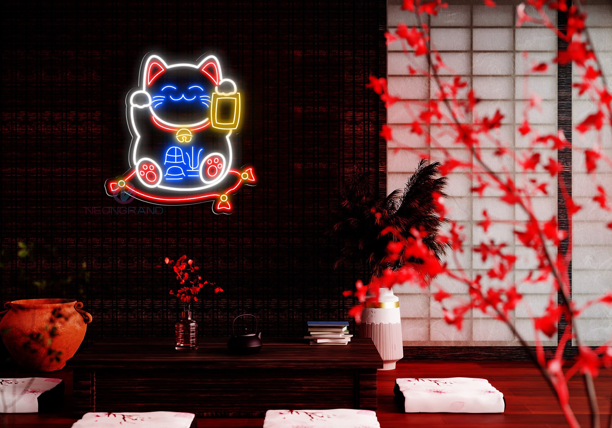 Lucky Cat Neon Sign Japan Neon Sign Japanese Custom Neon - Etsy