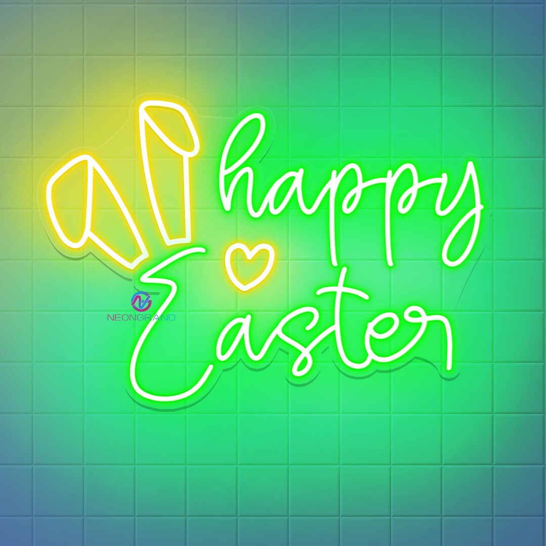 Happy Easter Neon Sign Easter Party Decor LED Light Easter Gift Rabbit ...