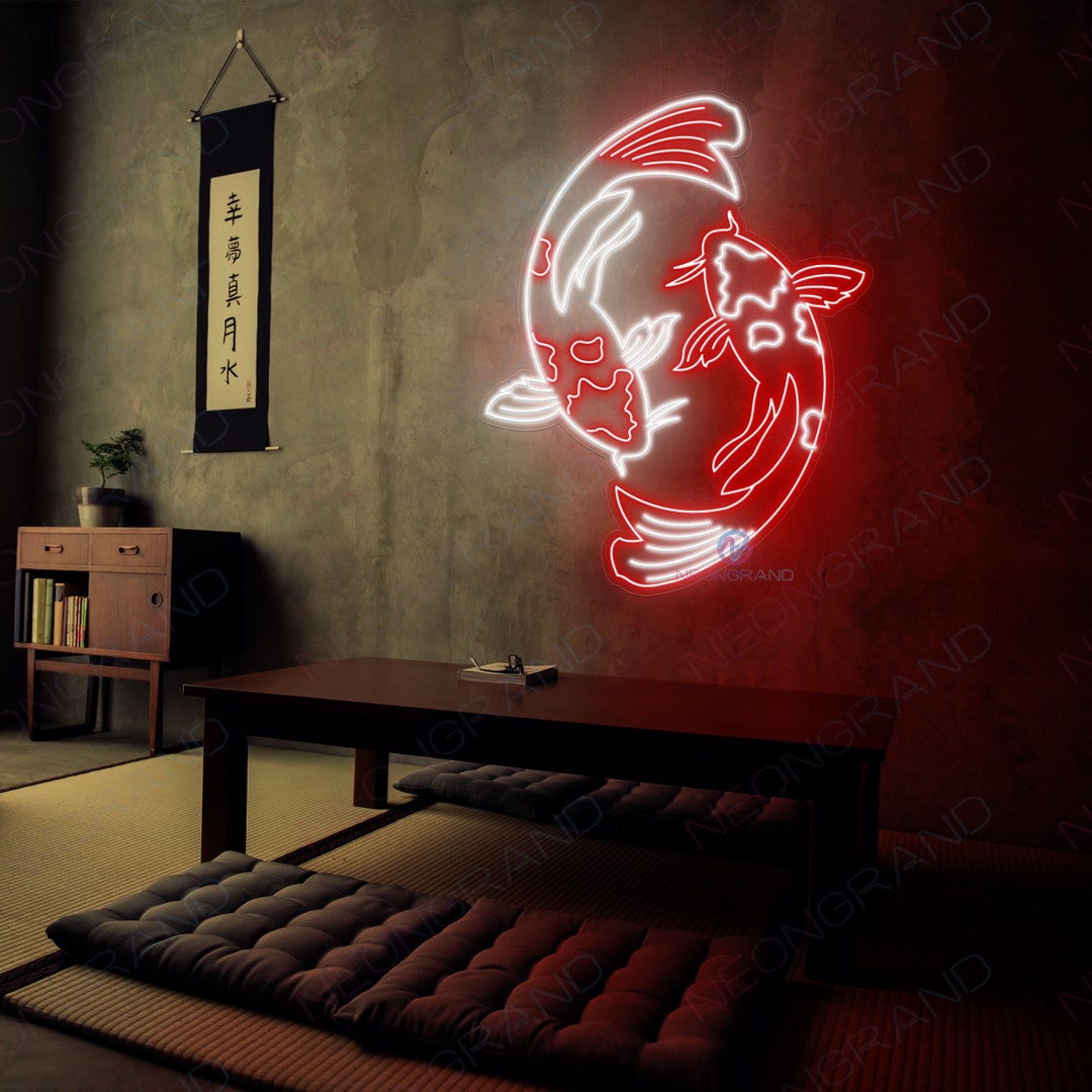 Koi Fish Neon Sign, Koi Neon Sign, Custom Japan Neon Sign Japan Neon ...