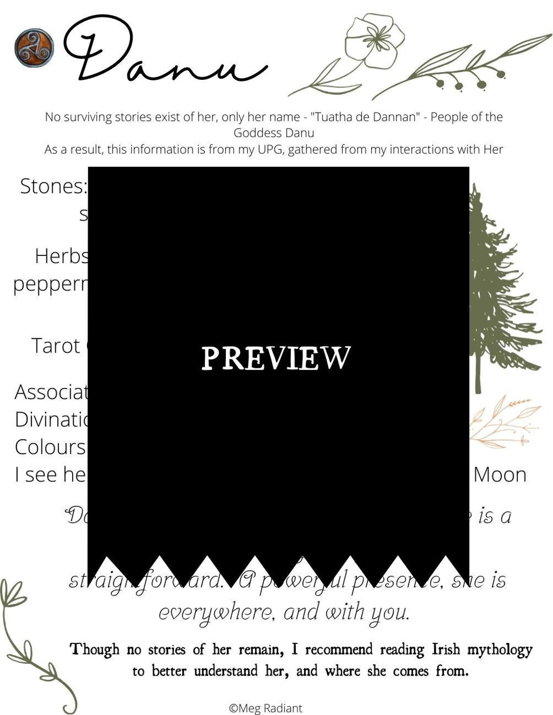 Danu Book of Shadows Page and Meeting Ritual - Etsy