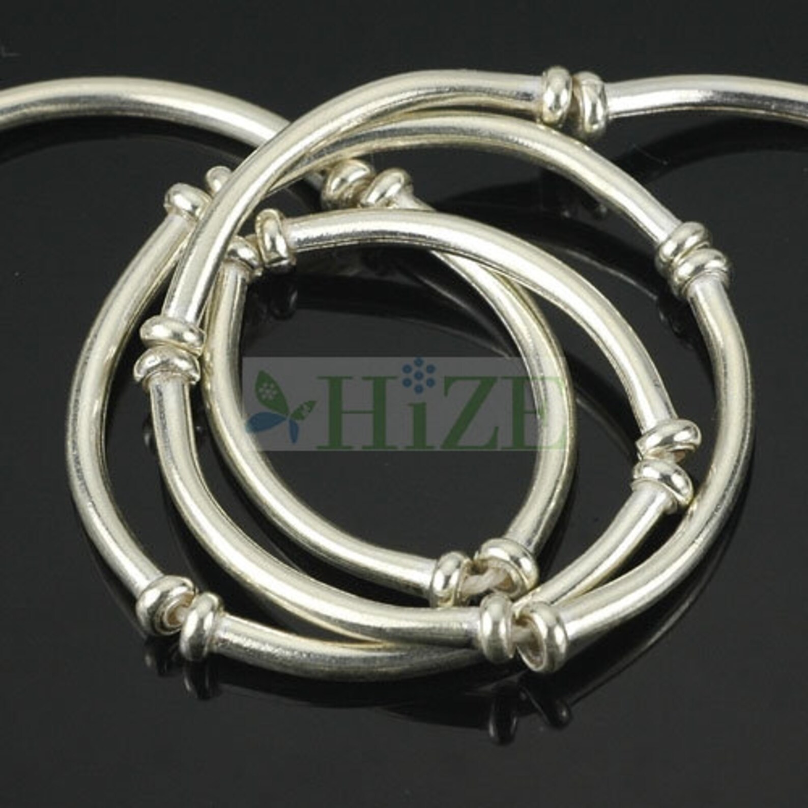 HIZE SB603 Thai Karen Hill Tribe Silver Plain Little Curve Tube Beads ...