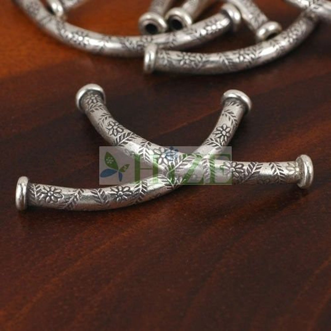 HIZE SB506 Thai Karen Hill Tribe Silver Tribal Flower Leaf Print Curve ...