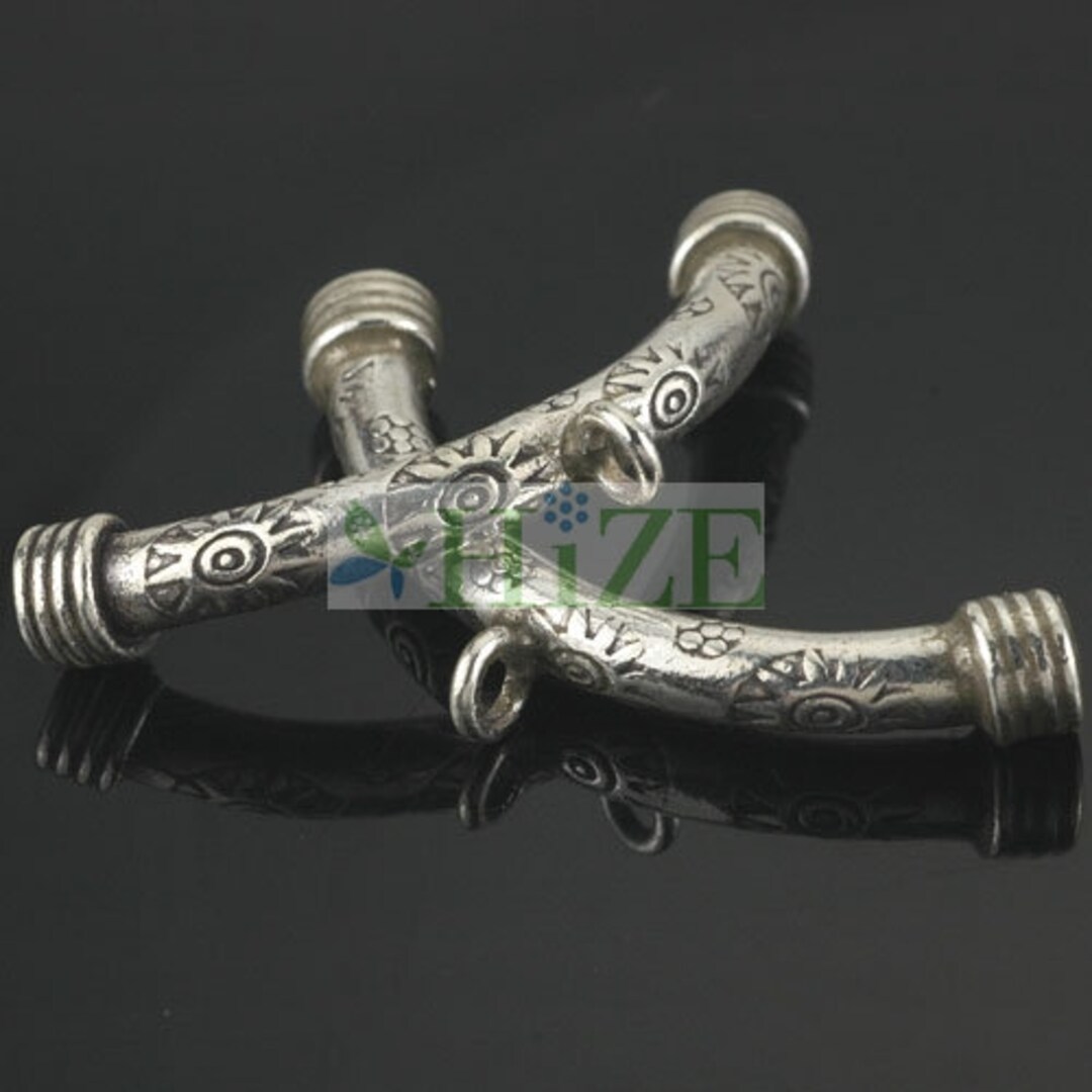 HIZE SB108 Thai Karen Hill Tribe Silver Tribal Print Focal Curve Tube ...