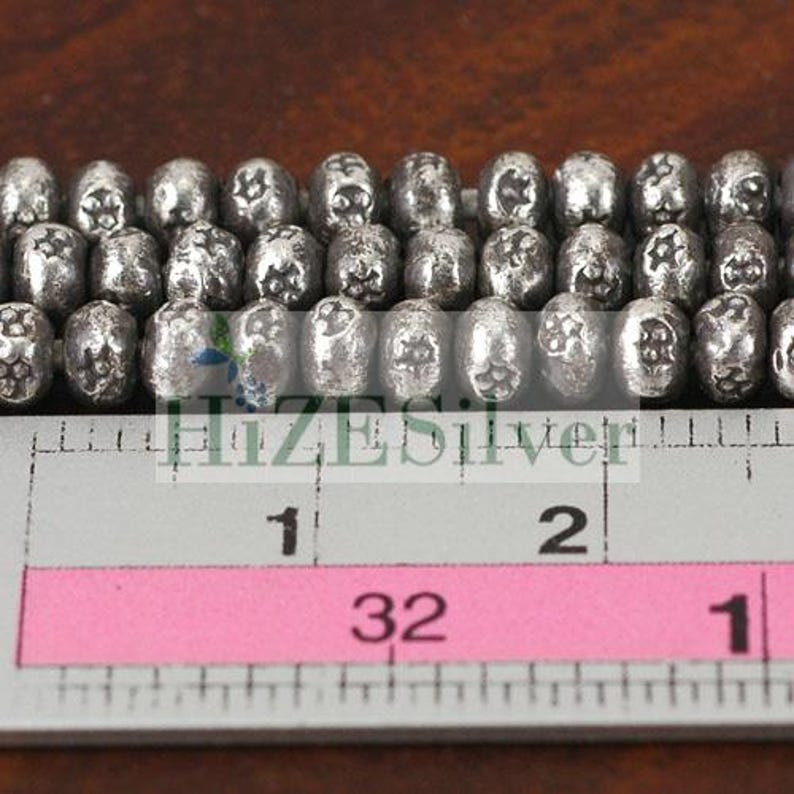 HIZE SB345 Thai Karen Hill Tribe Silver Daisy Flower Rustic Rondelle ...