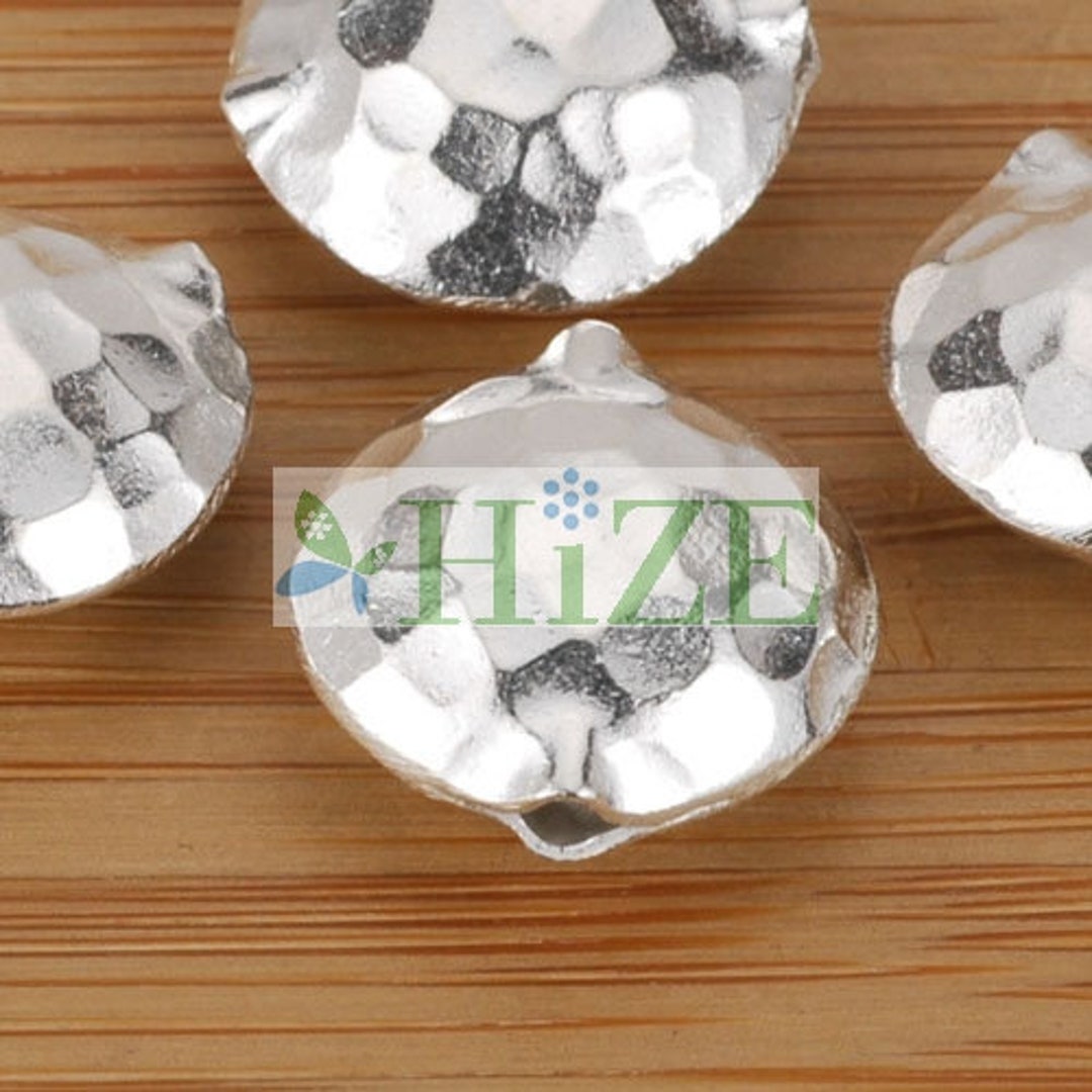 HIZE SB150 Thai Karen Hill Tribe Silver Hammered Faceted Button Lentil ...