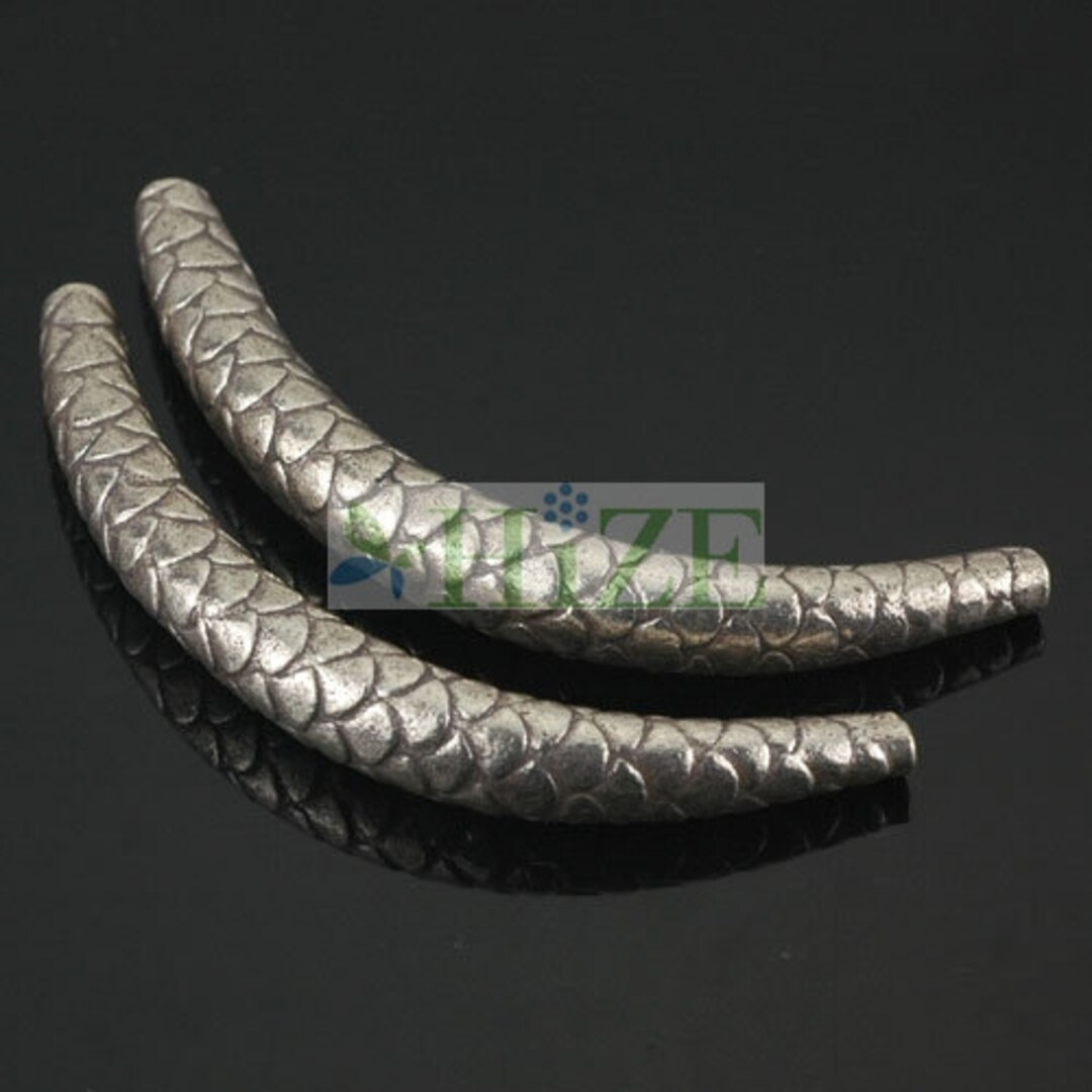 HIZE SB433 Thai Karen Hill Tribe Silver Scale Curve Tube Beads 47mm - Etsy