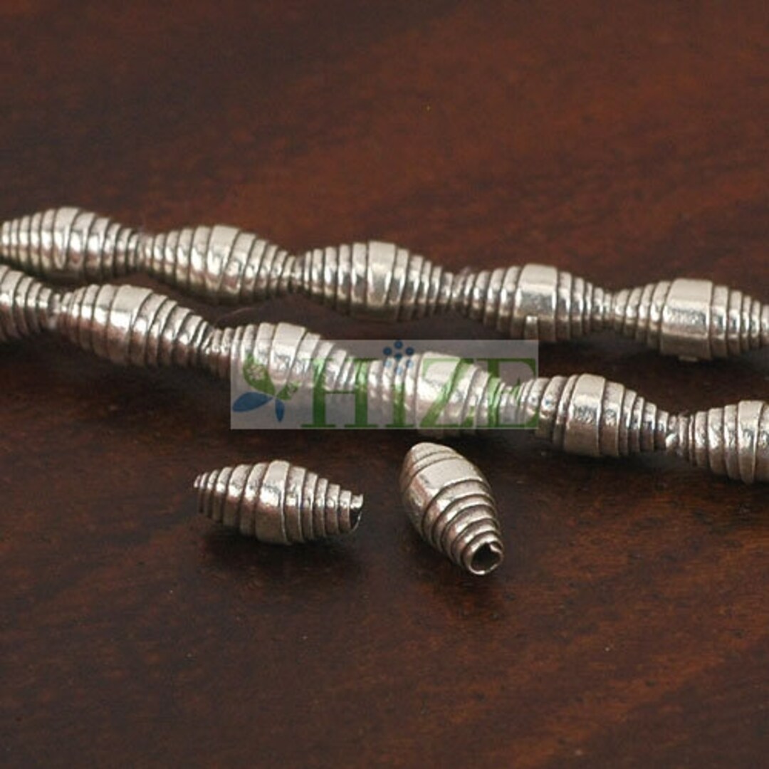HIZE SB521 Thai Karen Hill Tribe Silver Rolled Wrapped Oval Tube Beads ...