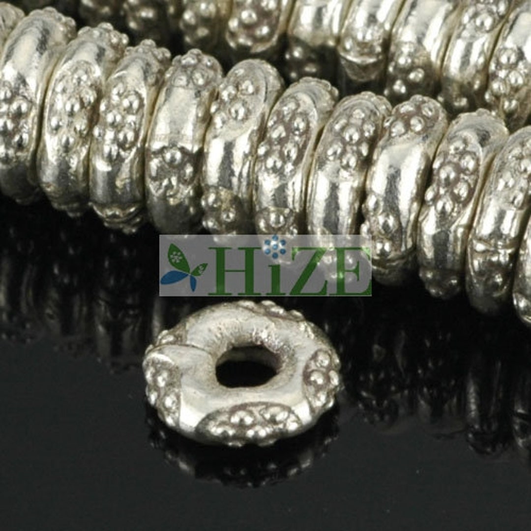 HIZE SB623 Thai Karen Hill Tribe Silver Daisy Flower Disc Ring Spacer ...