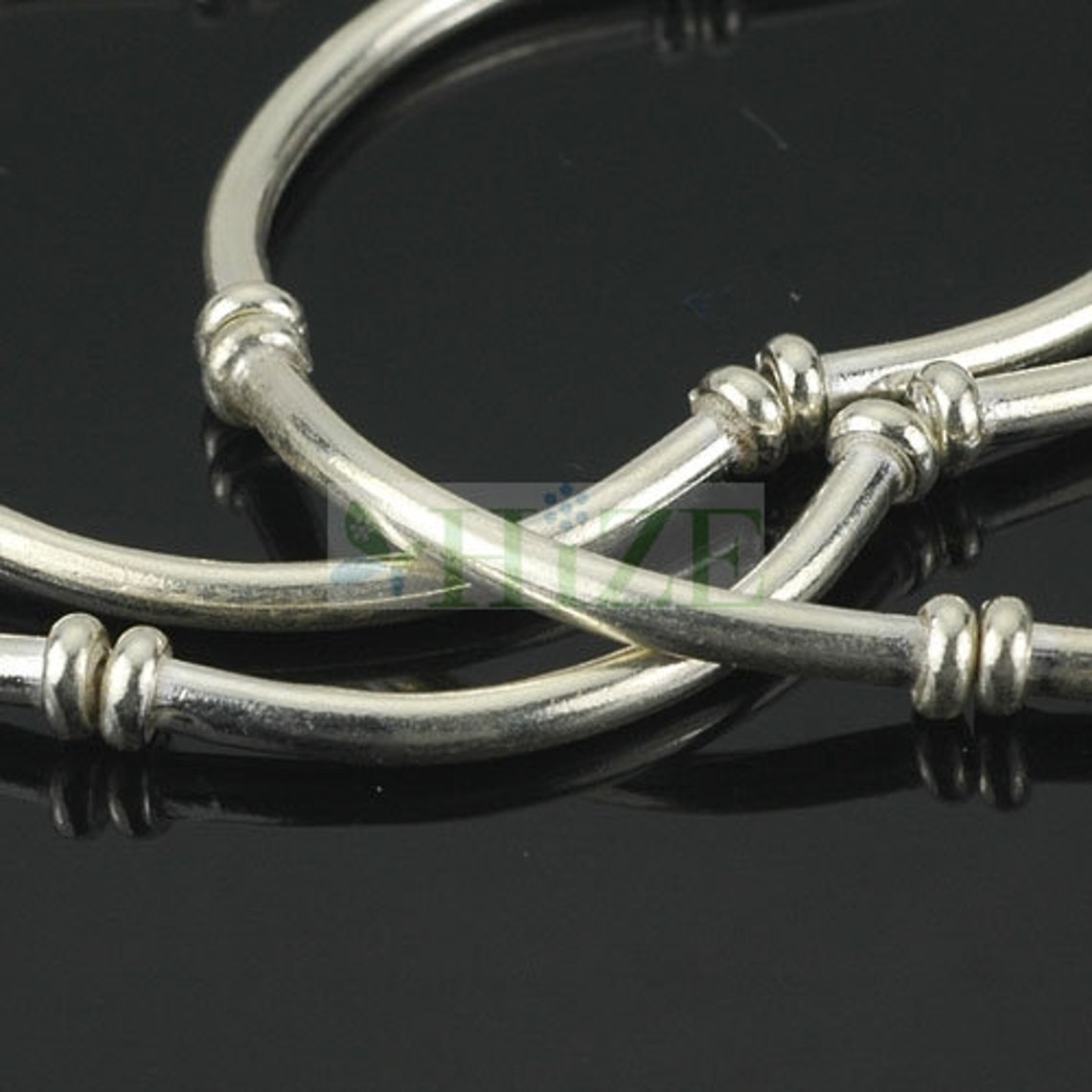 HIZE SB603 Thai Karen Hill Tribe Silver Plain Little Curve Tube Beads ...