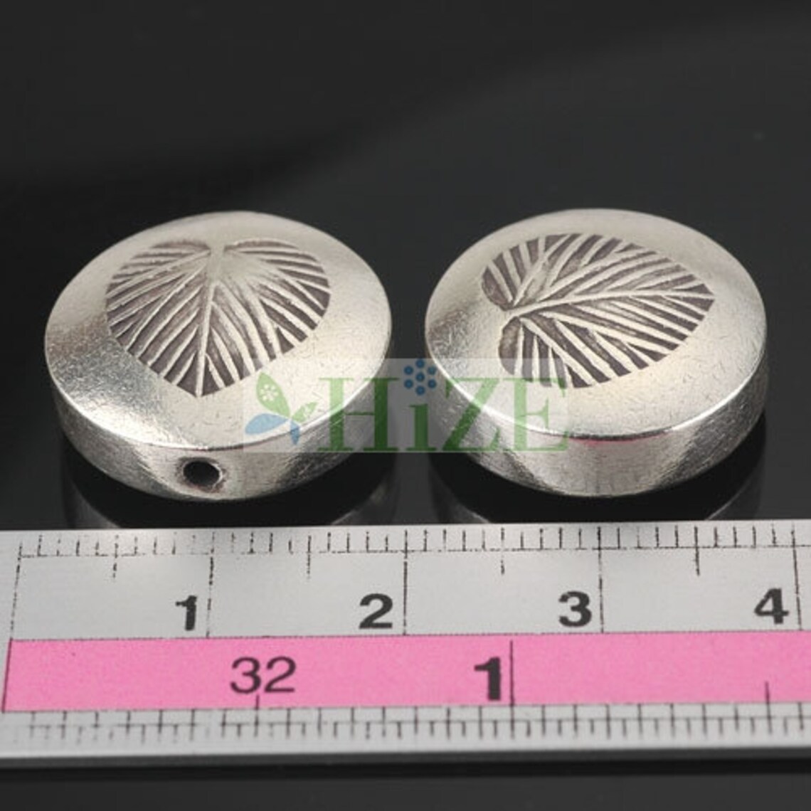HIZE SB181 Thai Karen Hill Tribe Silver Tribal Print Leaf Heart Focal ...