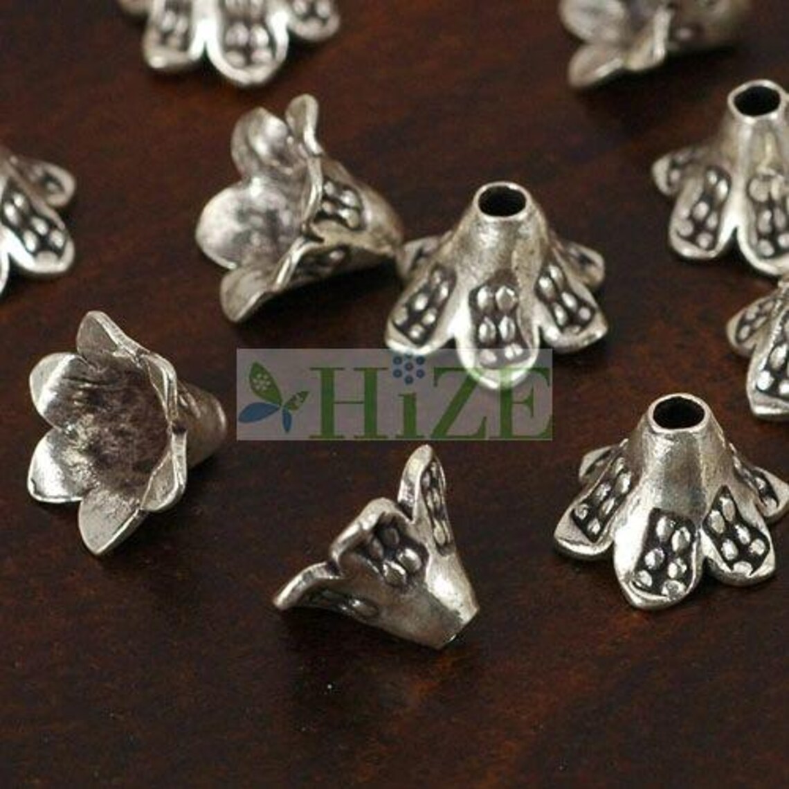 HIZE SB531 Thai Karen Hill Tribe Silver Imprint Petal Cone Cap ...