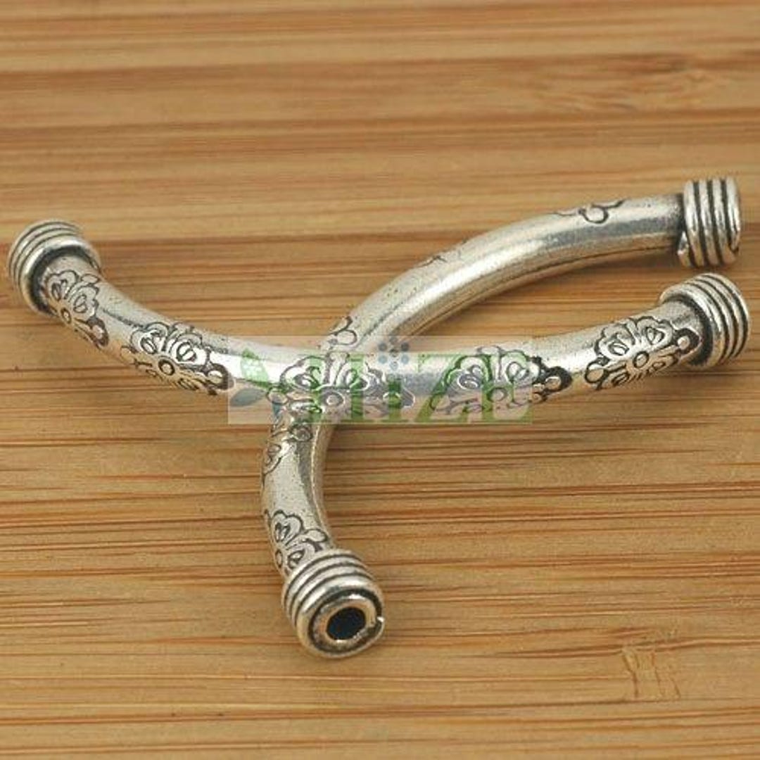 HIZE SB133 Thai Karen Hill Tribe Silver Tribal Ethnic Flower Curve Tube ...