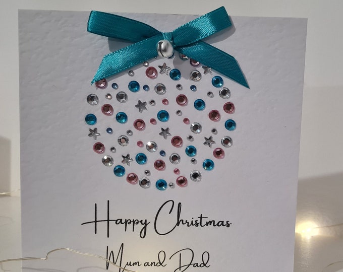 Beautiful Handmade Christmas Card Bauble Made up of Beautiful Gems Can ...