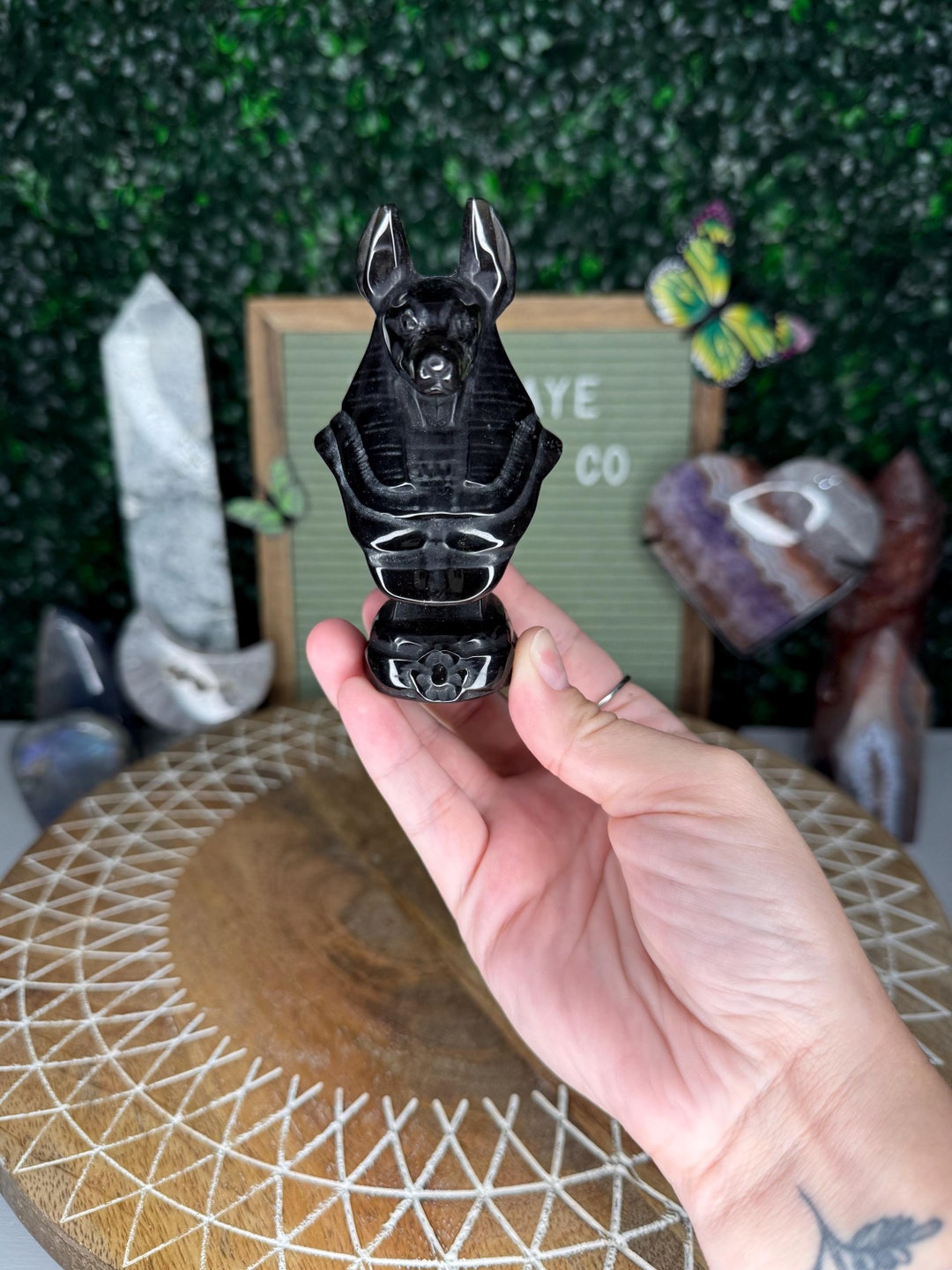 Obsidian Anubis Crystal Carvings, Black Obsidian, Unique, Altar ...